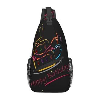 Generic G&acirc;teau DAnniversaire Color&eacute; Sac Poitrine D&eacute;contract&eacute; Sling Bag L&eacute;ger Sac Banane Pour Randonn&eacute;e Shopping Excursion