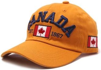 Generic rtdgcv Casquette de baseball Canada, jour du Canada, drapeau brodé de feuille dérable, pompon réglable pour les bonnets, jaune, taille unique