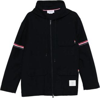 Thom Browne Homme, Sweatshirts et sweats &agrave; capuche, Bleu, Taille: L Veste de terrain Tech Twill