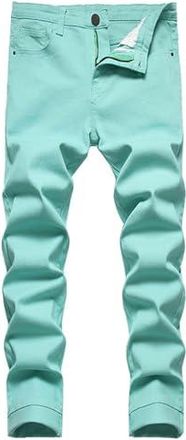 Generic Jeans d&eacute;contract&eacute;s printemps et &eacute;t&eacute; pour hommes, jambe droite, grande taille, pantalon de mode, souvenir de maison, Vert, XXL