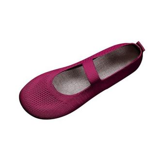 Generic Chaussures de ballet confortables et d&eacute;contract&eacute;es pour femme - Bout rond - Pliables - Respirantes - Couleur unie - Grande largeur - En tricot classiq