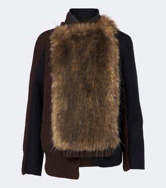 sacai Veste en laine m&eacute;lang&eacute;e