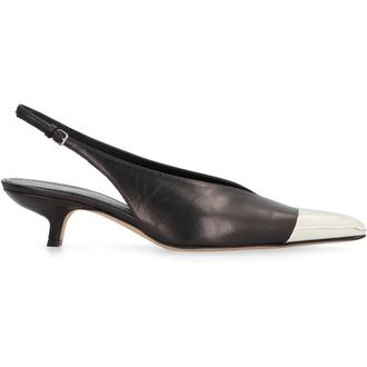 Sportmax Femme, Chaussures, Noir, Taille: 37 EU Escarpin Slingback en Cuir Liuti