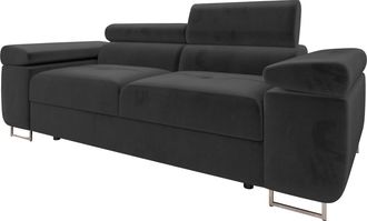 Mirjan24 Sofa Torezio II mit Einstellbare Kopfstützen, Zweisitzer Polstersofa, Füße aus Metall Chrom, Sofagarnitur, Wohnlandschaft, Couchgarnitur (Manila 18)