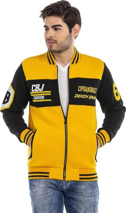 Cipo & Baxx Herren Sweatjacke Hoodie CL500 Gelb - Stylischer Pullover im Modernen Casual Streetwear Stil mit Rei&szlig;verschluss & Kapuze f&uuml;r Alltag Freizeit & Party -