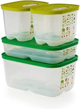 Tupperware Brand FridgeSmart Starter-Set - 4 Beh&auml;lter zur Aufbewahrung und Verl&auml;ngerung der Haltbarkeit von Produkten + Deckel - sp&uuml;lmaschinenfest und BPA-frei