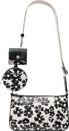 Michael Kors Jet Set Small Sequined Floral Print Crossbody Bag with Case Black Floral