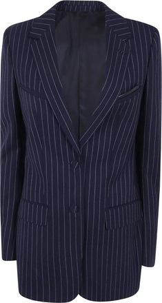 Tom Ford Corded Kreidestreifen Woll-Sakko mit einreihigem Schnitt - - Jackets - Damen - Blau - M