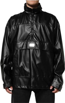 Dolce & Gabbana Homme, Vestes, Noir, Taille: M Bomber Noir avec Logo Plaque