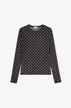Ganni Haut imprimé à manches longues - Taille 32 Noir - Pour Femme