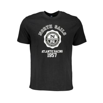 North Sails Schwarzes Baumwoll-Print-Logo-T-Shirt - - Tops - Herren - Schwarzk - M