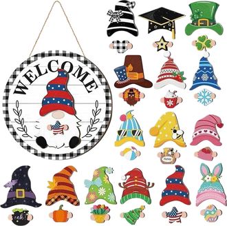 Generico T&uuml;rschild - wechselbare Willkommensdekoration | Magnetische Tafel zum Aufh&auml;ngen der Saison, niedliche Weihnachtsdekoration mit austauschbaren Teilen f