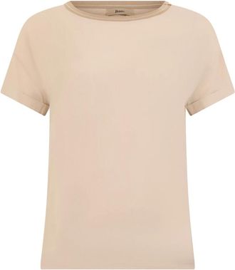 Herno Femme, Tops, Beige, Taille: 38 FR T-shirt en coton d&eacute;contract&eacute; et chic