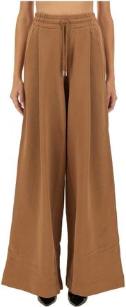 Dries Van Noten Femme, Pantalons, Brun, Taille: 36 FR Hadium Pleated Cotton-Jersey Pantalons