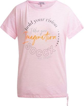 soccx Rundhalsshirt mit Bindeband am Saum