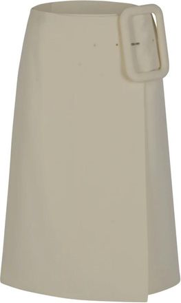 Ami Femme, Jupes, Beige, Taille: 34 FR Jupe Midi avec Ceinture &agrave; Grosse Boucle
