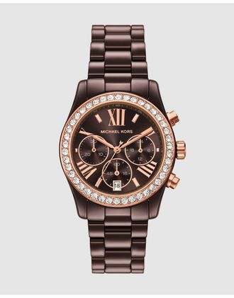 Michael Kors Lexington Chronograph-Uhr aus brauner Keramik in Braun