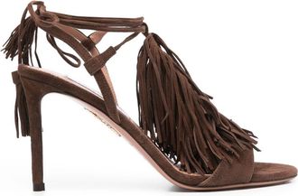 Aquazzura Sandalen mit Fransen 85mm - Braun