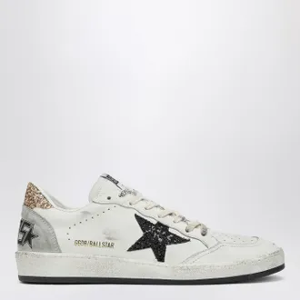 Golden Goose Sneaker Ball Star Wei&szlig;/Schwarz mit Glitzer