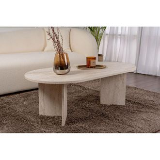 Asir Group LLC Asir Group Llc - Table Basse - Travertin, &Eacute;l&eacute;gance Naturelle, 119x40x60 cm Id&eacute;ale pour Salon et Salle de S&eacute;jour