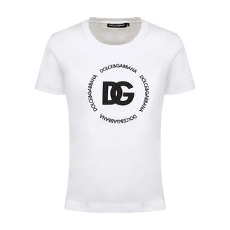 Dolce & Gabbana Femme, Tops, Blanc, Taille: 36 FR T-shirt blanc avec logo DG