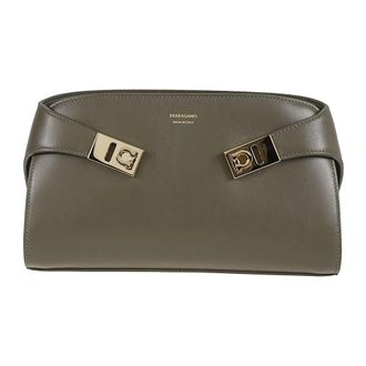 Ferragamo Femme, Sacs, Vert, Taille: ONE Size Pochette Gancini enveloppante