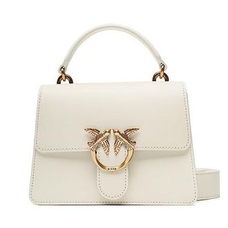 Pinko Love One Top Handle Mini Light, Sac Femme, Z14q_Blanc Soie-Antique Gold, Taille Unique