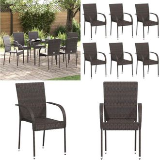 vidaXL Vidaxl - Stapelbare Gartenst&uuml;hle 6 Stk. Poly Rattan Braun - Gartenst&uuml;hle - Stapelst&uuml;hle - Rattan M&ouml;bel - Outdoor M&ouml;bel - Balkonm&ouml;bel - Home & Living