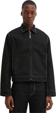 Sunnei Sunnei - Chemise-veste &agrave; surpiq&ucirc;res contrastantes - Homme - Vestes - Noir - Taille: XS