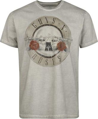 Guns n' Roses Bullet Logo Homme T-Shirt Manches Courtes Gris L 100% Coton Regular/Coupe Standard
