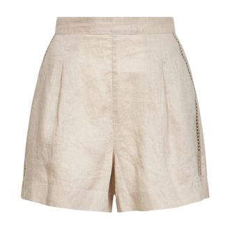 MC2 Saint Barth Femme, Shorts, Beige, Taille: 44 FR Linen Holed 11 Emb Shorts