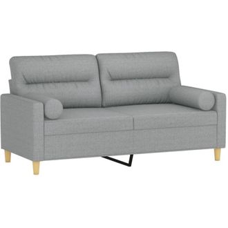 vidaXL Vidaxl - Canap&eacute; 2 places avec oreillers gris clair 140 cm tissu