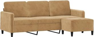vidaXL 3-Sitzer-Sofa mit Hocker Braun 180 cm Samt Vidaxl