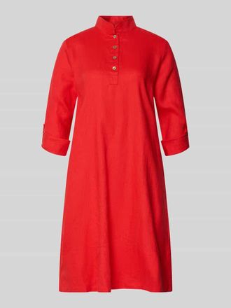 Christian Berg Leinenkleid mit Stehkragen und kurzer Knopfleiste