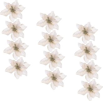 PartyKindom 32 Stück Teiliges Weihnachtsblumen mit Glitzer zur Dekoration von Weihnachtsbaum Adventskränzen und Festlichkeiten für Weihnachten Hochzeiten und Zuha