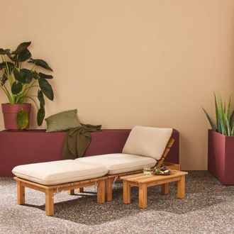Sweeek Salon de jardin modulable bois dacacia naturel multi positions 1 place - Mae