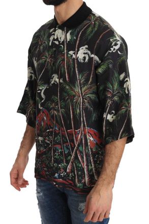 Dolce & Gabbana Mens Black Volcano Sicily Short Sleeve T-Shirt Cotton