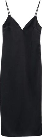 Twinset Femme, Robes, Noir, Taille: 38 FR Abito lungo spallini e scollo a cuore