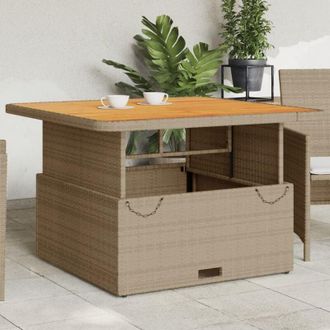 vidaXL Gartentisch Beige 110x110x71 cm Poly Rattan und Akazienholz - Vidaxl