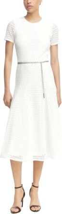 Michael Kors Femme, Robes, Blanc, Taille: 40 FR Mididress avec ceinture &agrave; maillons