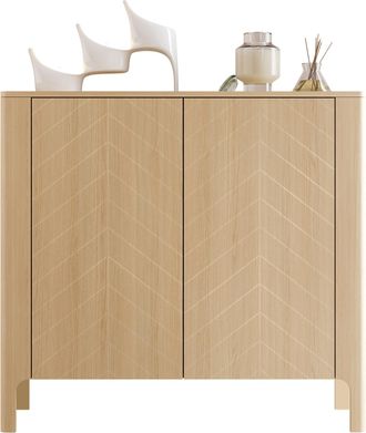 Mirjan24 Kommode Mirkosa MM02 mit 2 T&uuml;ren, ged&auml;mpftem Schlie&szlig;system, Mehrzweckschrank, Sideboard, Anrichte, Highboard (Vicenza Eiche)