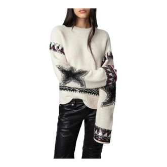 Zadig&Voltaire Pull en cachemire &agrave; sequins Kanson - Femme - Pulls - Blanc - Taille: 40 FR