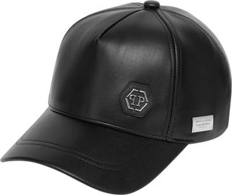 Philipp Plein unisex, Accessoires, Noir, Taille: ONE Size Eco Leather Cap Hexagon