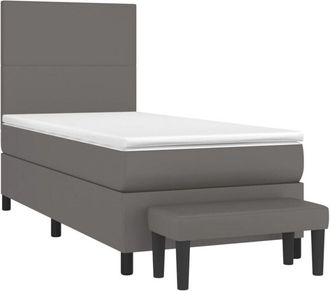 vidaXL Sommier à lattes de lit avec matelas Gris 80x200 cm Similicuir vidaXL