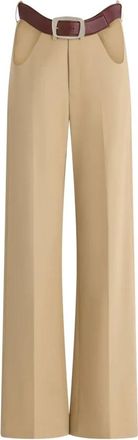 Jean Paul Gaultier Femme, Pantalons, Beige, Taille: 40 FR Pantalon Chino avec D&eacute;coupes Courbes Ouvertes sur le Devant et Ceinture
