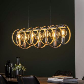 Pier Import Pier Import - Suspension industrielle 7 lampes cercles finition argent vieilli ralf