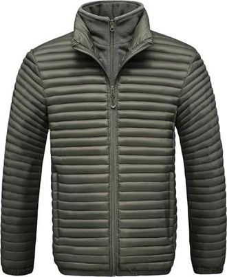 Generic Vestes dhiver lourdes pour hommes - Doudoune l&eacute;g&egrave;re - Manteau dhiver chaud coupe-vent isol&eacute; matelass&eacute; et pliable, vert militaire, XXL