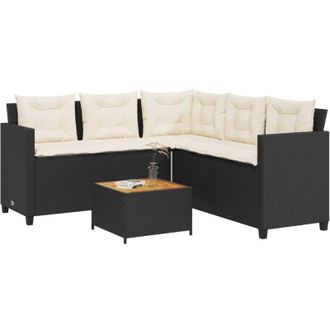 vidaXL Canap&eacute; de jardin avec table et coussins en forme de L noir vidaXL