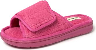 Dearfoams Verstellbare Damen-Hausschuhe f&uuml;r drinnen und drau&szlig;en, maschinenwaschbar, Memory-Schaum, Paradise Pink Terry, 11-12