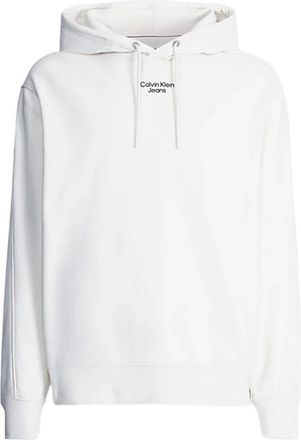 Calvin Klein Jeans Homme, Sweatshirts et sweats &agrave; capuche, Blanc, Taille: XL Stacked Logo Sweat &agrave; capuche